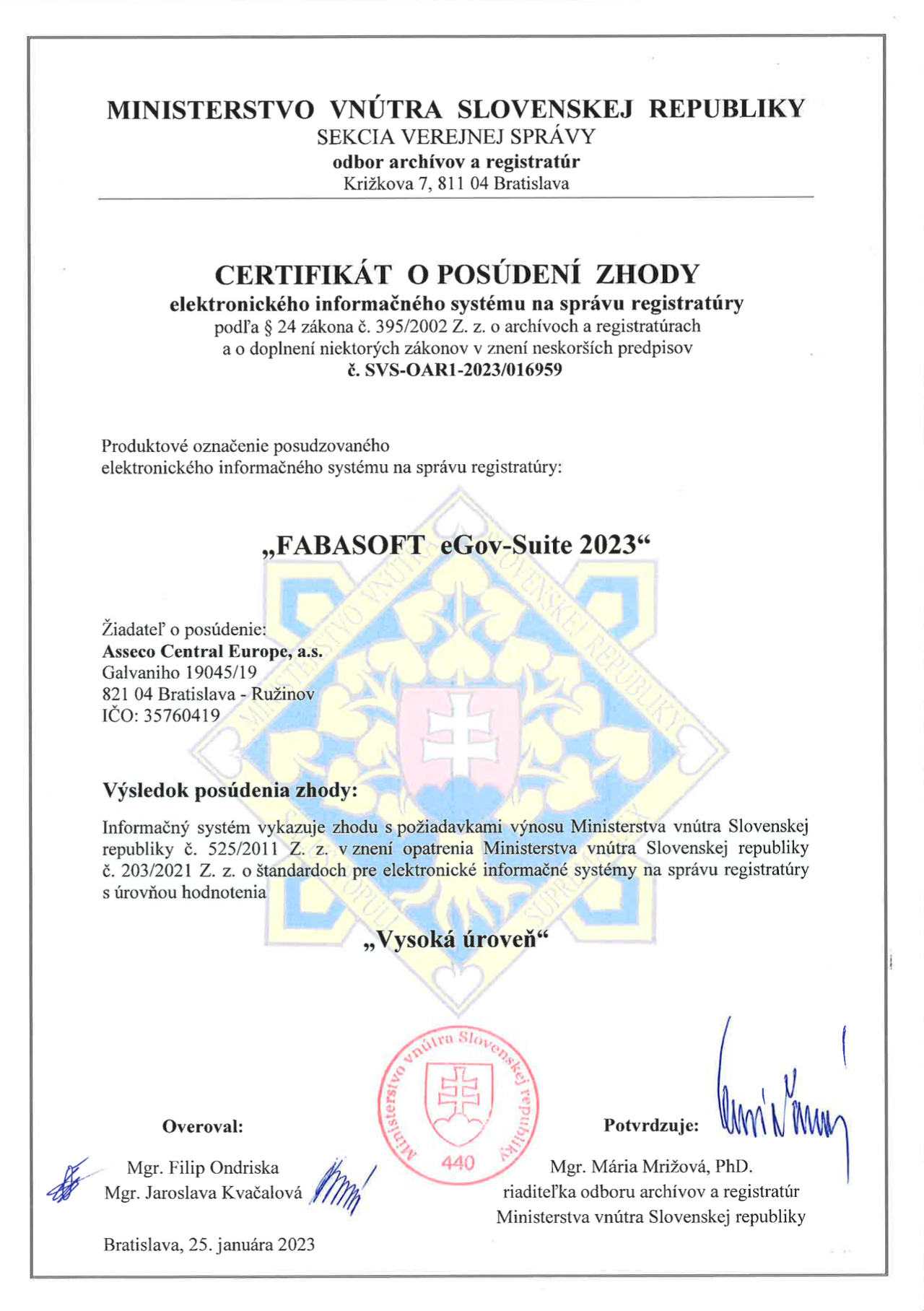 Certifikát - Asseco